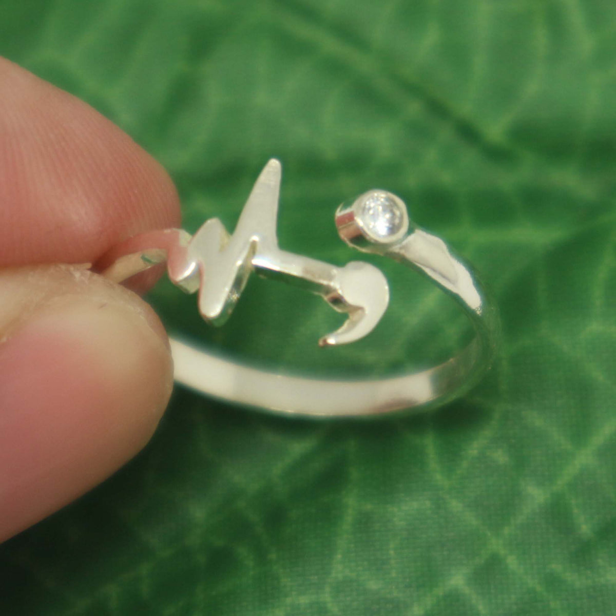Silver Heartbeat Semicolon Ring – Handmado.com