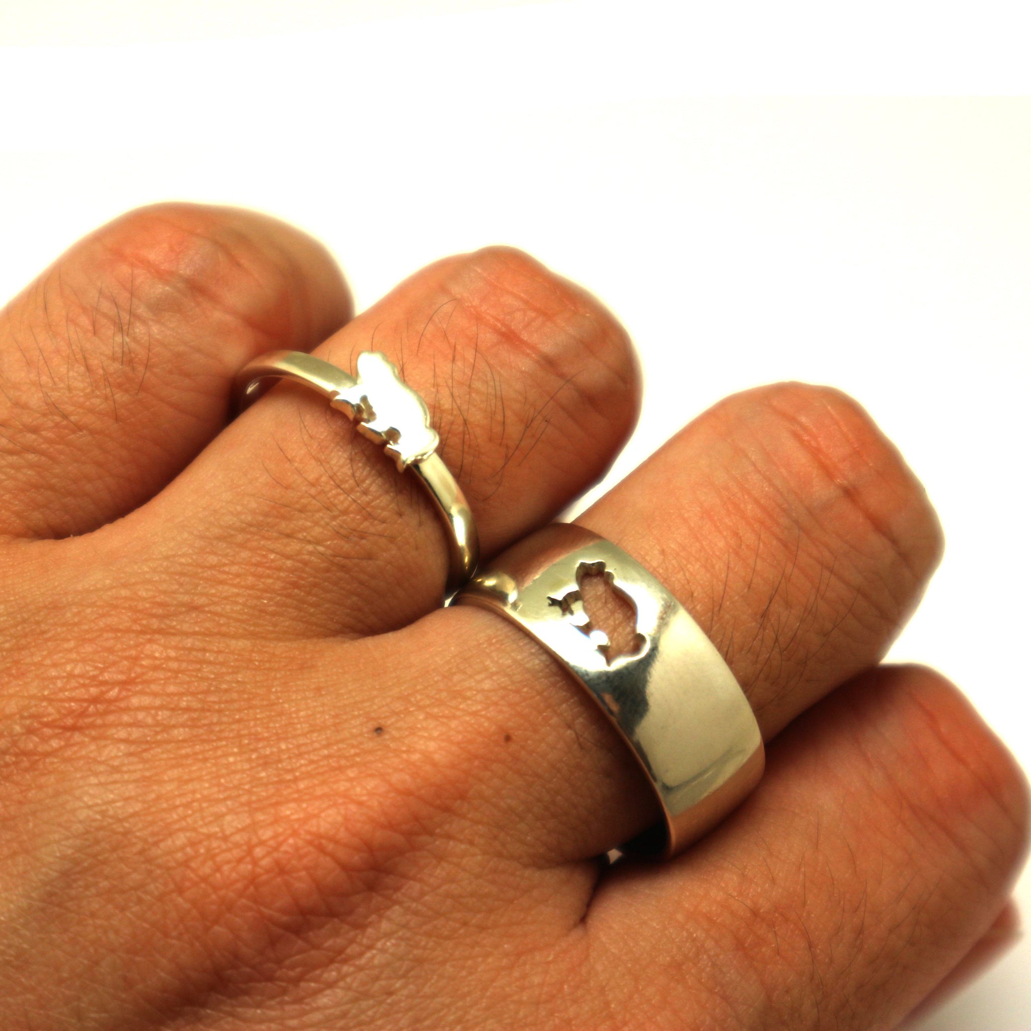 Silver Frog Promise Ring for Couples Handmado